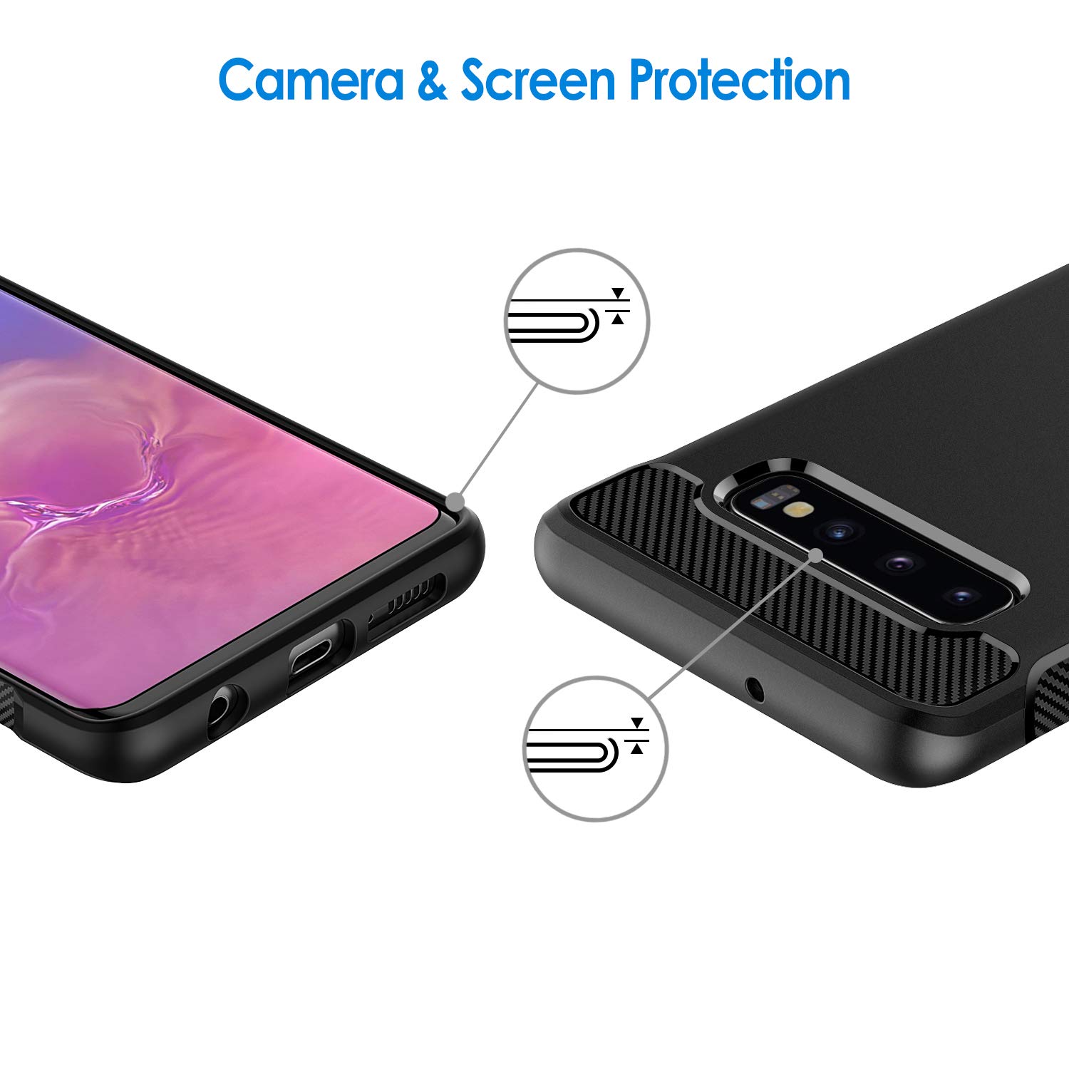JETech Slim Fit Case for Samsung Galaxy S10 Plus S10+, Thin Phone Cover with Shock-Absorption and Carbon Fiber Design (Black)