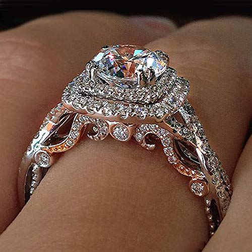 Kuyiuif 18K Gold Silver Wedding Ring Split Shank Pave Set 1 Carat Moissanite Engagement Ring Wedding Anniversary for Women (8)