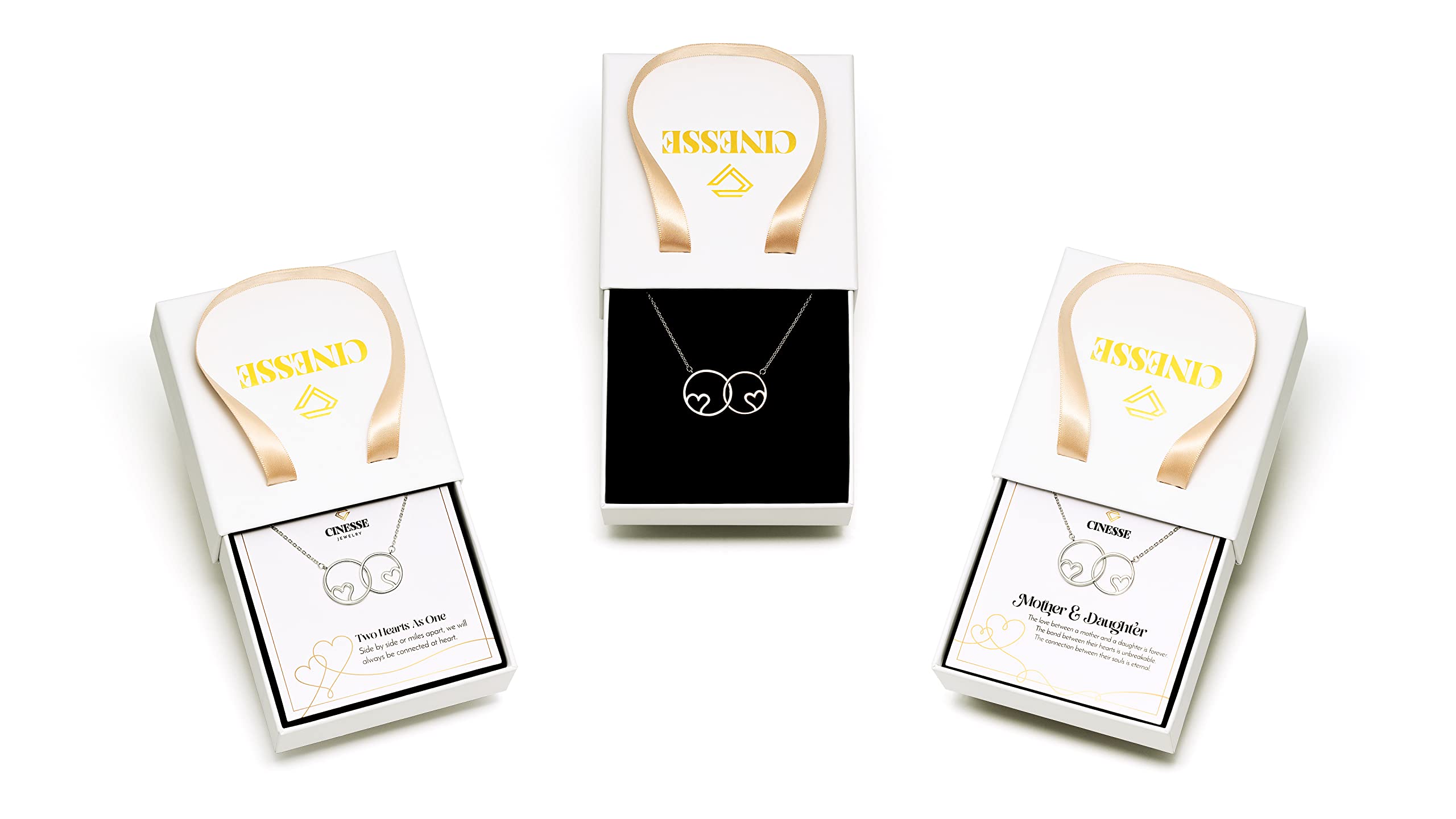 Realnique Interlocking Hearts Necklace Thoughtful gift for Mom, Daughter, Grandmother, Step Mom, Partner, Best Friends, Two Hearts As One Necklace