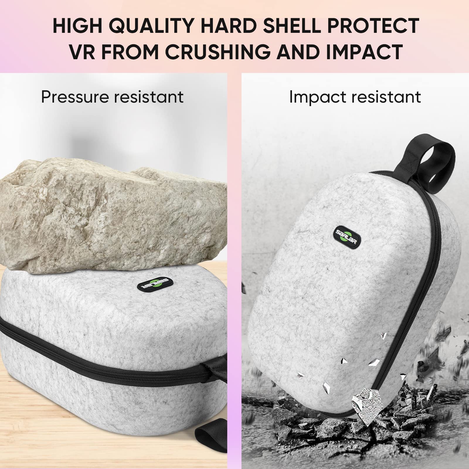 SARLAR Large Hard Carrying Case Compatible with Meta Quest 3S/Quest 3/Quest 2 and KIWI Design, BOBOVR M2/M3 Pro, SUPERUS, Saqico, Bioherm, DESTEK QH3, VZNEK and All Third Party Head Strap with Battery