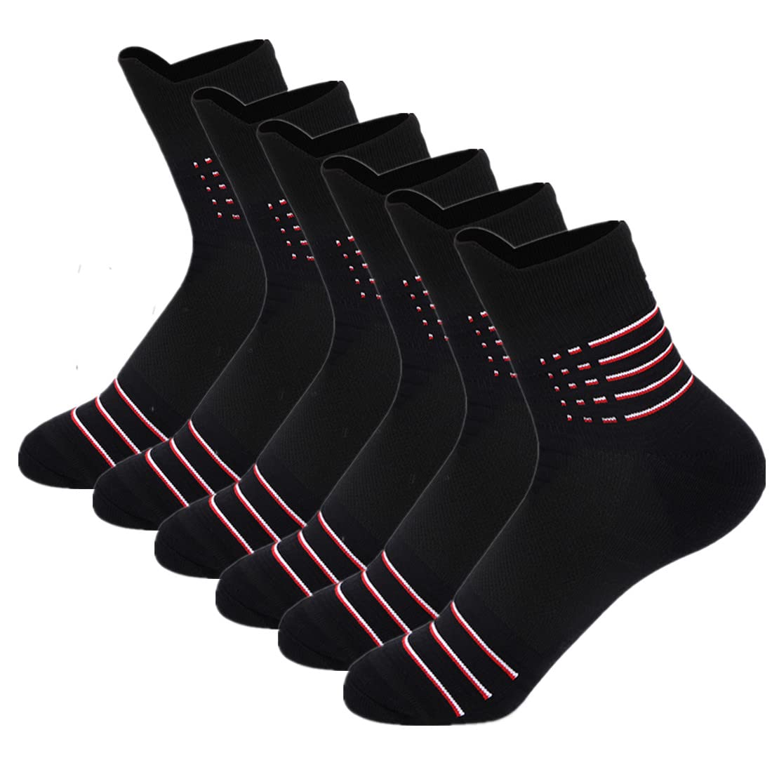 PAIXUN Mens Compression Socks For Men 100% Cotton Athletic Running Workout Size 6-12 No Show Low Cut Ankle Crew Socks