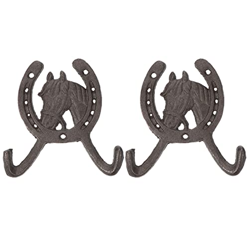STOBOK Metal Hangers Vintage Home Decor 2Pcs 4.5 Horse Head Horseshoe Hooks Vintage Cast Iron Wall Hook Rack Double Key Coat Hooks Wall Hanger Wall Mounted Clothes Rack Hat Hangers Hat Hangers