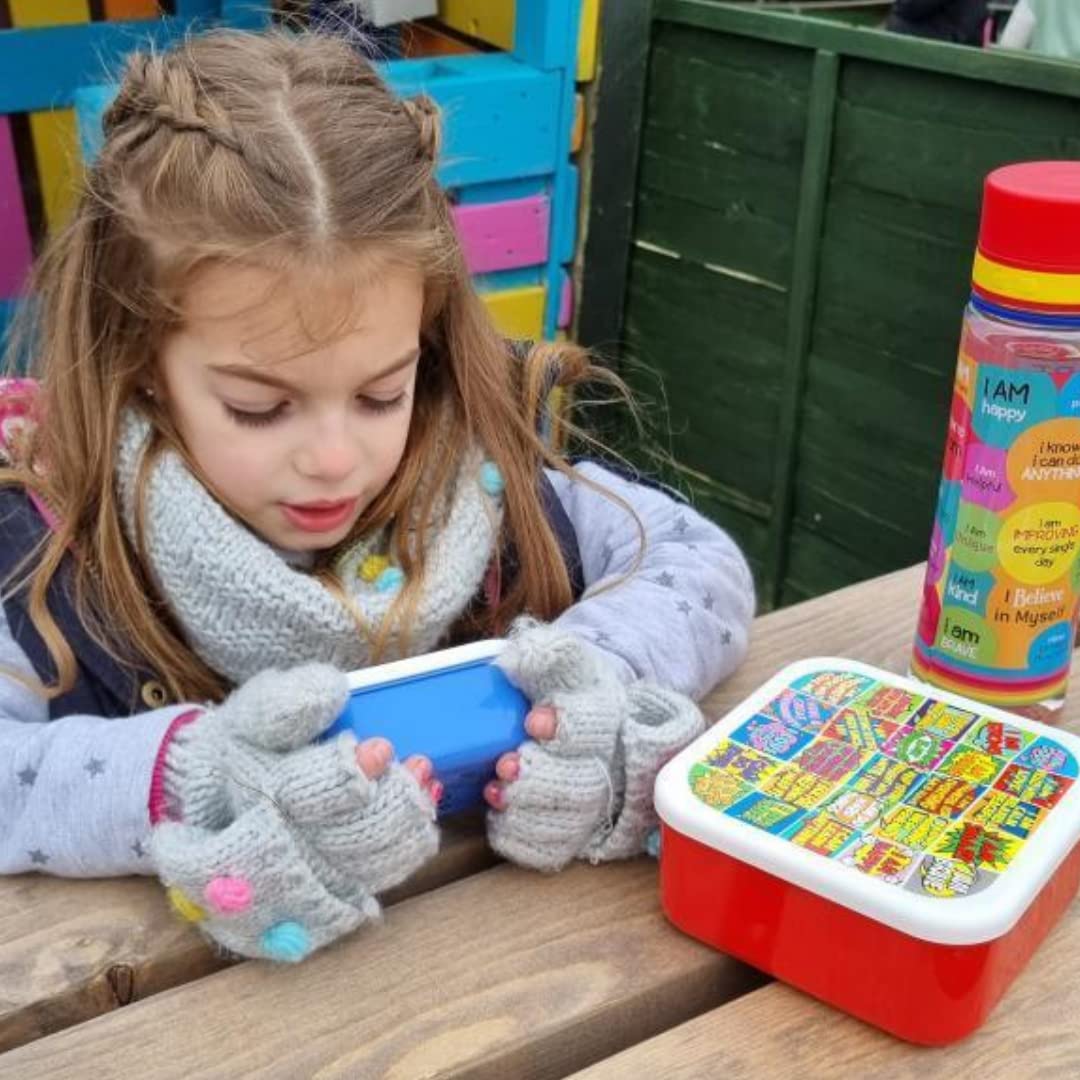 Kids Lunch Box Set, Snack Box, BPA Free Plastic Storage Boxes, Kids Snack Pots, Kids Lunch Box, Great for Picnics, Meal Prep, Mindfulness, Positive Affirmations (Set of 4)
