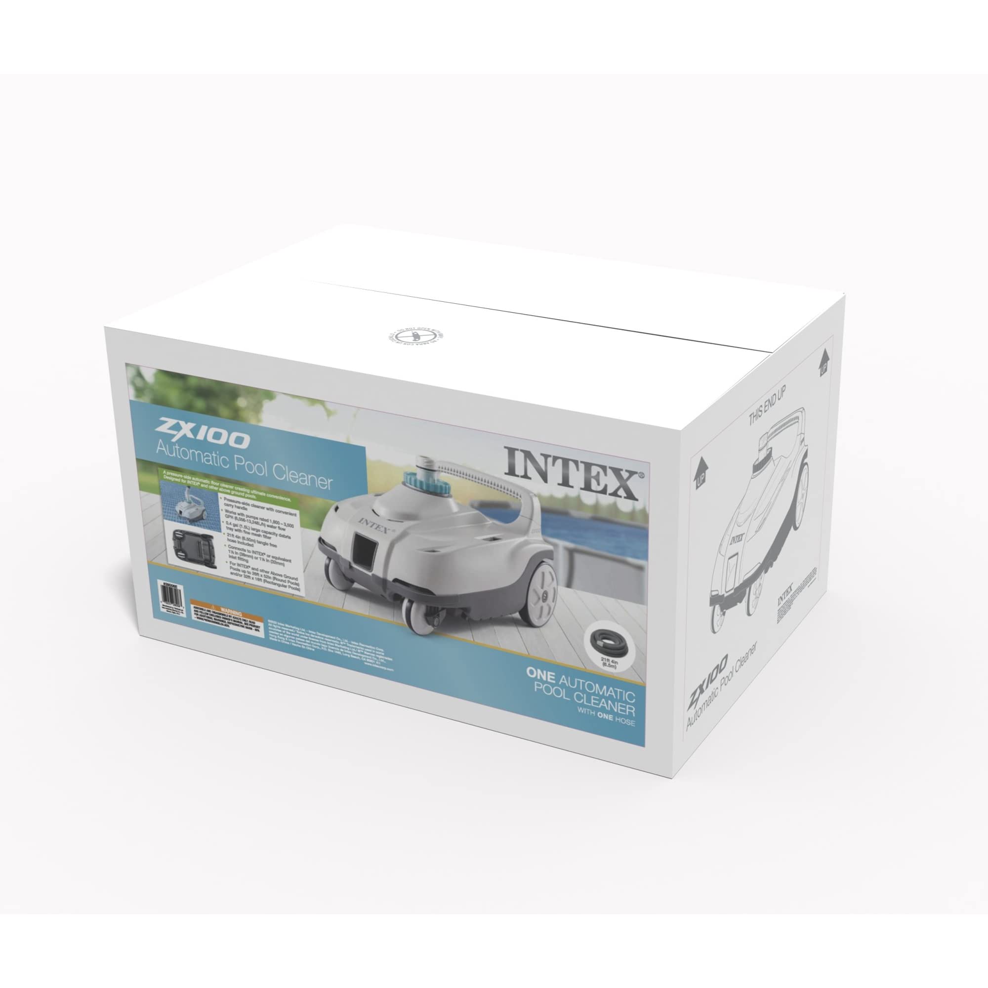 INTEX 28006E ZX100 Pressure-Side Above Ground Automatic Pool Cleaner: For Bigger Pools β Cleans Pool Floor β Removes Debris β Removable Filter Tray β 21ft Tangle Free Hose