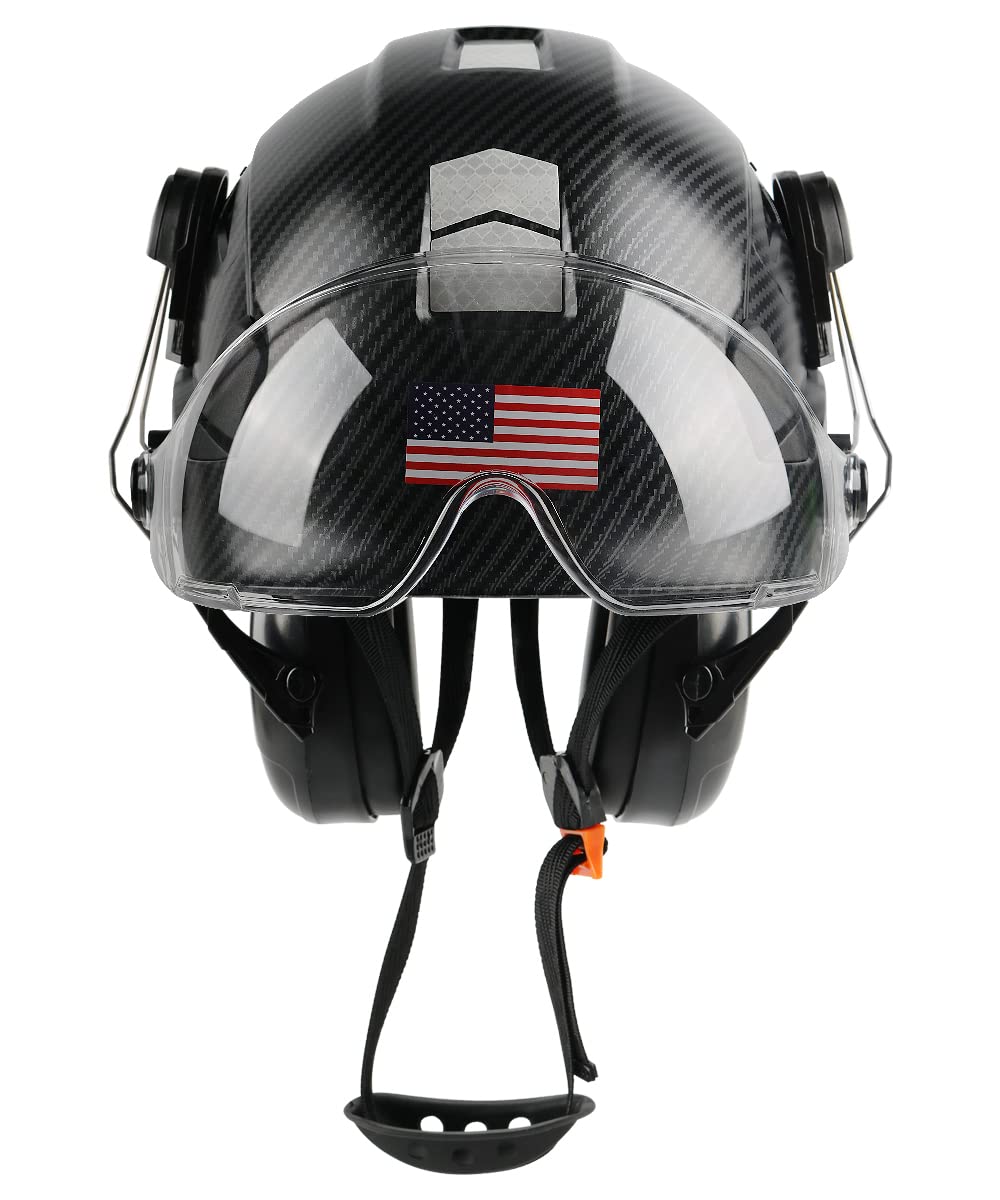 Safety Helmet Hard Hat with Visor and Ear Protection Adjustable Lightweight Vented ABS Work Helmet for Men and Women 6-Point Suspension ANSI Z89.1 Approved Ideal for Industrial & Construction