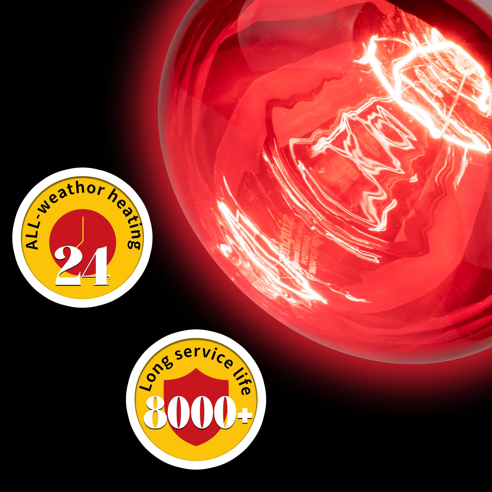 Jugbuy 250 Watt Red Heat Lamp Bulbs, Chicken Infrared Incandescent Light Bulb, Brooder Heat Lamps for Chickens, Chicks, Reptile, Pets, Coop, Poultry, Food, Bathroom, Ceiling, E26 Base - 2 Pack
