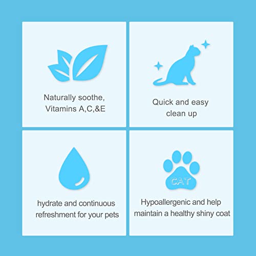 WHOMASS Pet Wipes for Dog and Cat,6" x 8“ Standard Cleans Ears,Face,Paws,Butt,Body and Eye-Multipurpose Grooming Wipes (100 Count)