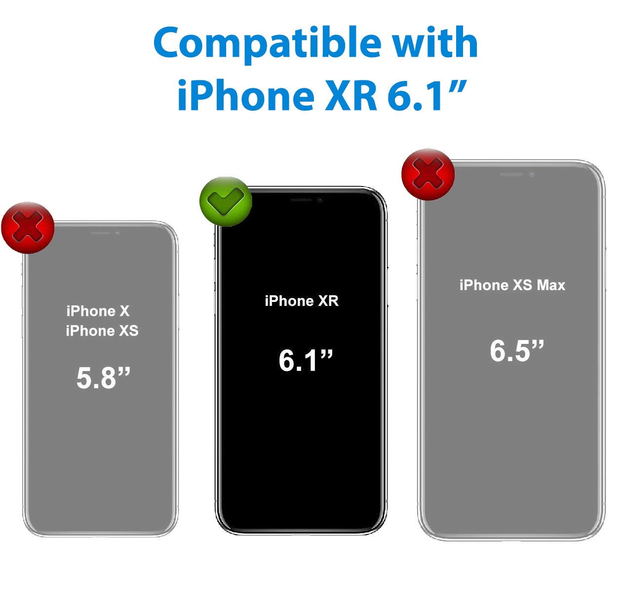 ImpactStrong Clear Case for iPhone XR, Ultra Protective with Built-in Clear Screen Protector Transparent Full Body Cover (Blue)