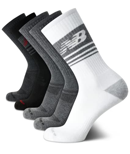 New Balance Men's Athletic Arch Cushion Comfort Crew Socks (5 Pack), Size 6-12.5, Wgb Old