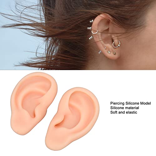 Silicone Ear Nose Model, Piercing Training Model Silicone Ear Model for Beginners, Simulated 3D Nose and Mouth Model, Teaching Tool for Piercing Exercises (Light Skin Color)