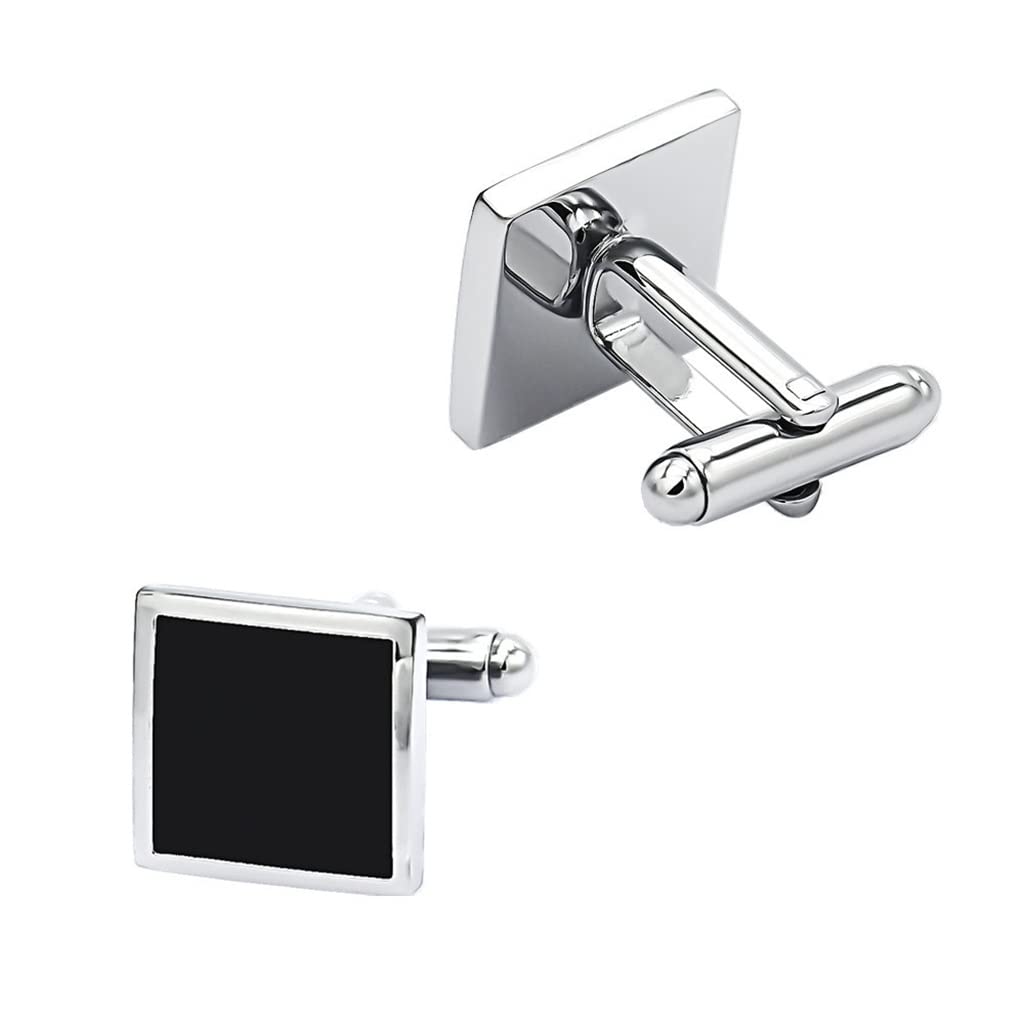 Rectangular Black Cufflinks Men's Business Versatile French Shirt Cuff Button Cuff Nails (Color : A, Size : One Size) (A One Size)