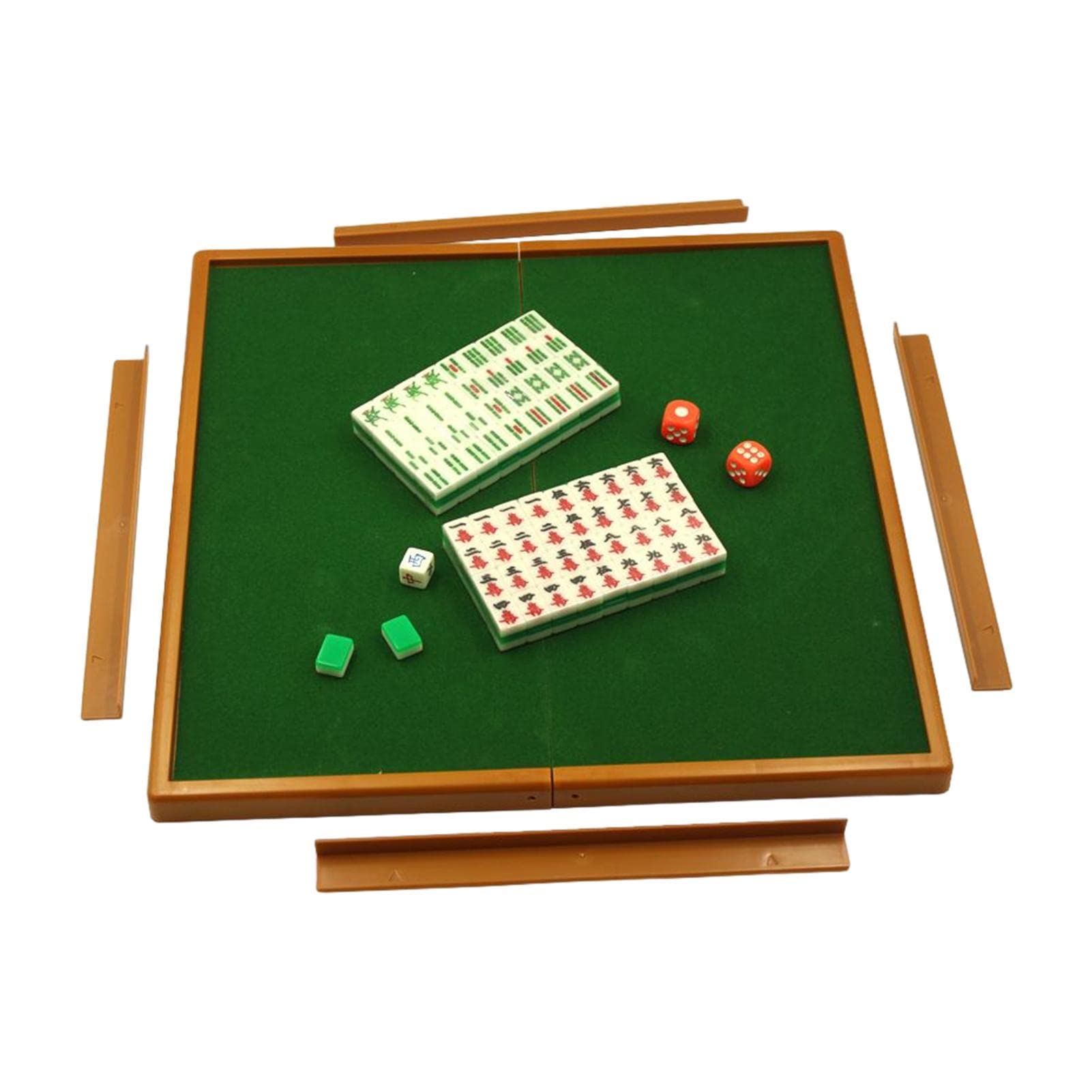 pologmase Portable Mahjong Set, Home Mahjong Board Game Sets, Portable Elaborately Crafted Mahjong with Foldable Table, Ruler for Travel Home Party