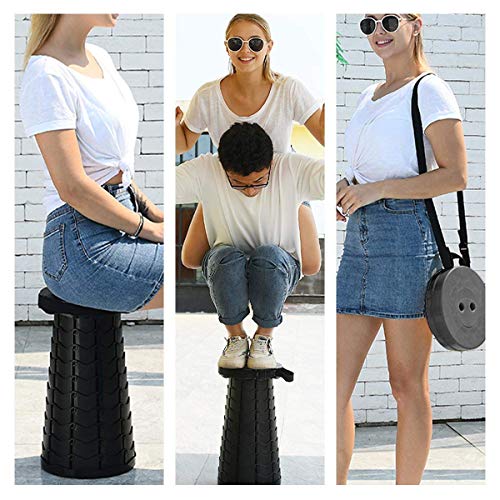 LITARO Folding Stool Portable Camping Stool Compact Stool Retractable Adjustable Seat Stool Lightweight for Picnics Camping Fishing Hiking BBQ Outdoor(Black)