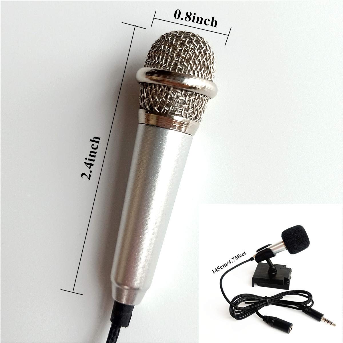 KYMY Mini Microphone Mini Portable Vocal/Instrument Microphone Mini Karaoke Microphone Compatible with Sumsung Android Mobile Phone Laptop Notebook with Holder Clip