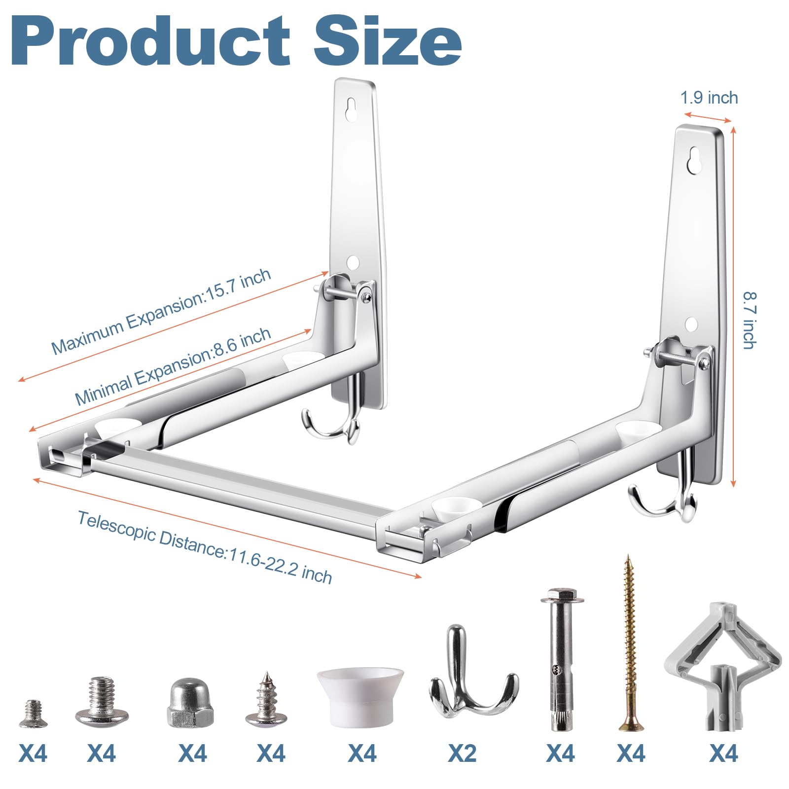Microwave Bracket Wall Mount, Stainless Steel Microwave Oven Stand Shelf Rack, Heavy Duty and Sturdy Brackets for Kitchen Space Saver, Max Load 100 lbs