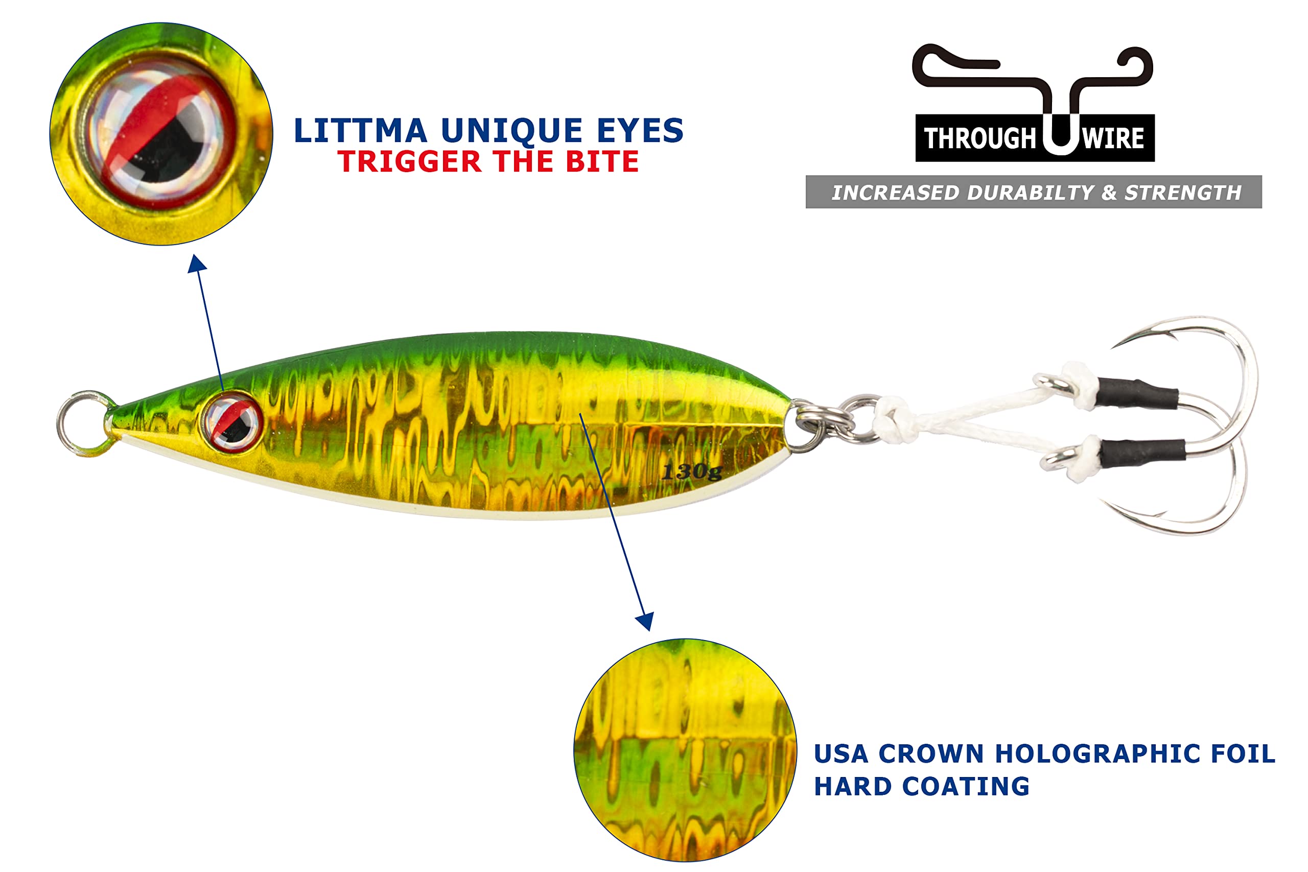 LITTMA Slow Pitch Jigs 80g 130g 180g 230g Flat Fall Jig Slow Jigging Speed Jigging Metal Jigs with Assist Hooks Flatfall Jigs Color Glow