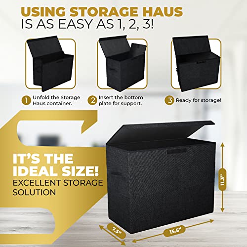 Storage Haus Comic Book Storage Box, Water-Resistant Comic Short Box with lids - Holds 150-175 Comics Heavy Duty Short Comic Bin With Non-Slip Bottom - Collapsible Stackable Comic Book Bin (5)