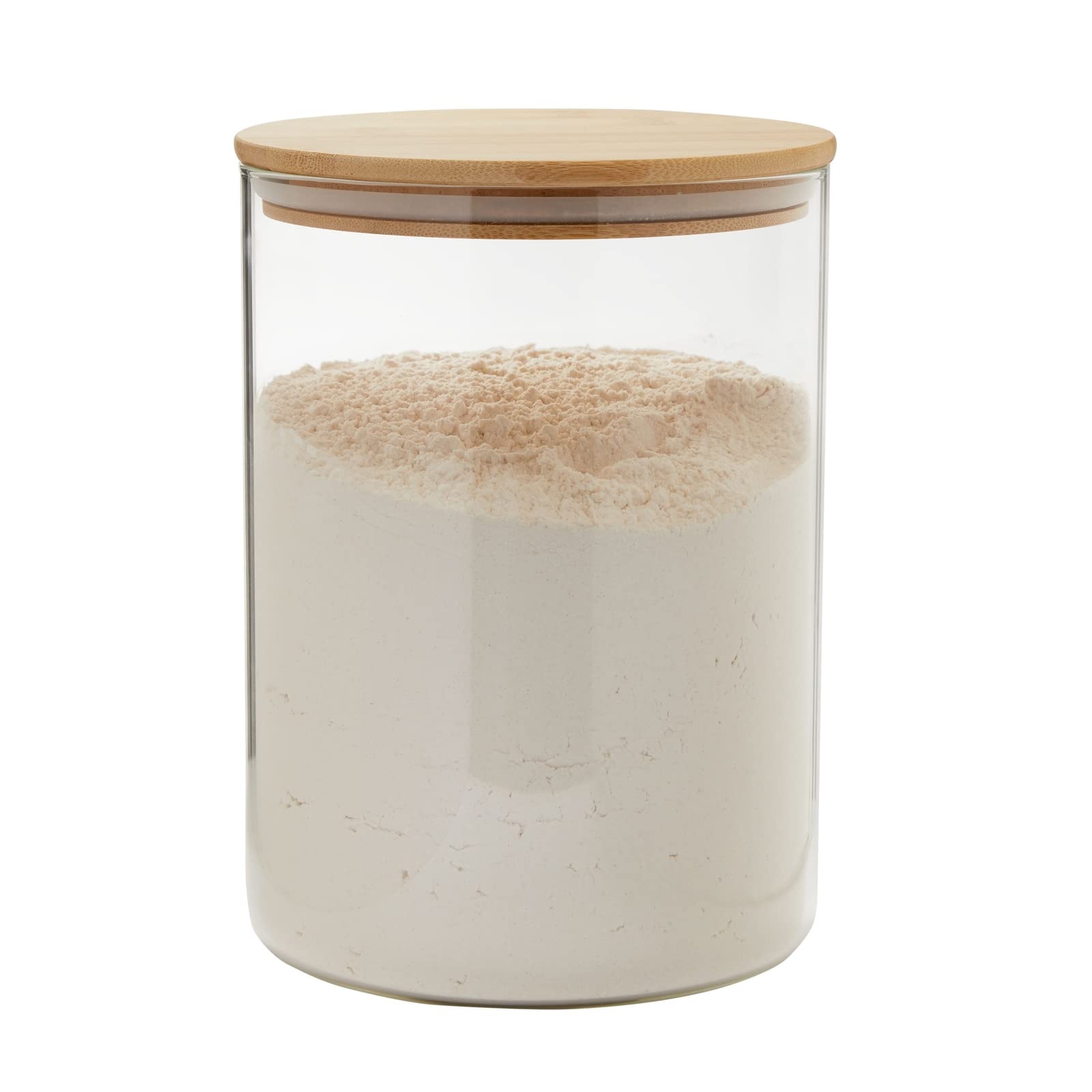 Juvale 2 Pack Large Bamboo Glass Storage Containers with Lids, 100 Oz Glass Jars, Pantry Storage Containers