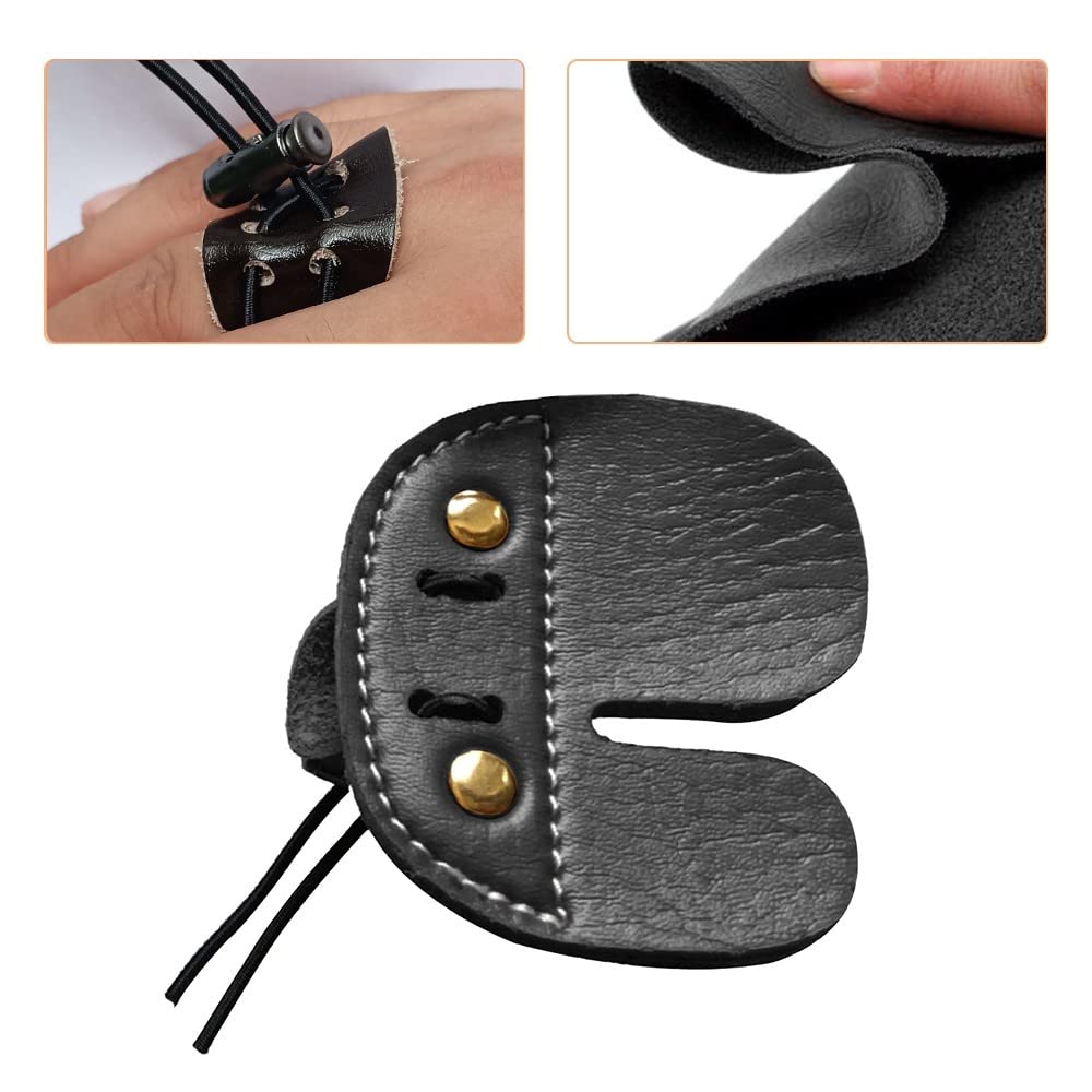 MiOYOOW Archery Finger Guard, Archery Finger Tab with Adjustable Ring for Recurve Bow and Archery Practice(Right Hand)