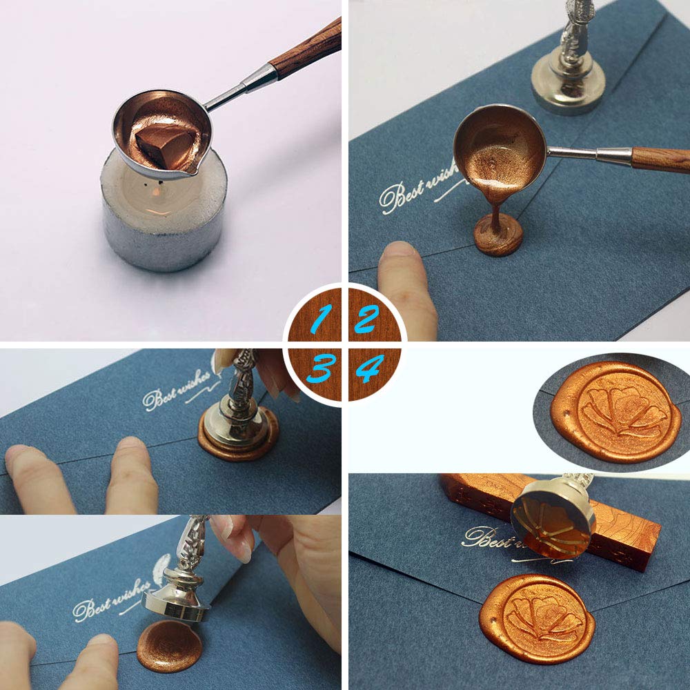 JIARON 624PCS Sealing Wax Beads Packed in Plastic Box, with 2PCS Tea Candles and 1 PC Wax Melting Spoon for Wax Sealing Stamp (24 Colors)