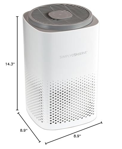 Simply Conserve Energy Star Tabletop Air Purifier for Home Cleans 6,960 ft3 per hour, True HEPA - 13 Filter, in White with Energy Saving Controls