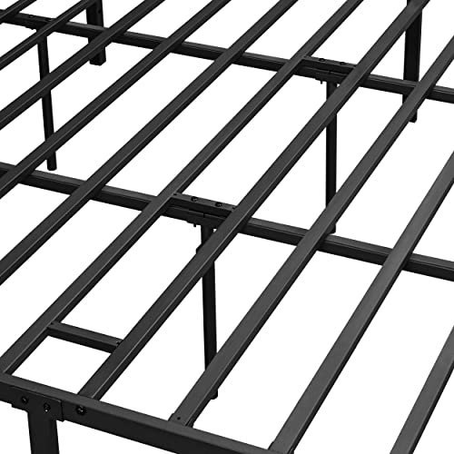 Yaheetech California King Metal Platform Bed Non-Slip Mattress Foundation with Steel Slat Support/Underbed Storage Space No Box Spring Needed Easy Assembly Black