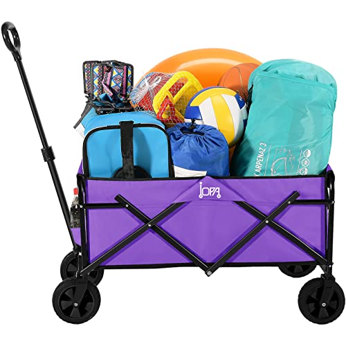 Rollefun Wagon Cart with Wheels Foldable - Collapsible Utility Wagon Heavy Duty, Folding Grocery Wagon, All Terrain Wagon Outdoor Camping Garden
