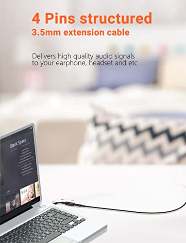 WILLIZTER 3 Pack 3.5mm Headphone Extension Cable TRRS AUX 4 Pole Extender Stereo Adapter Convertor Laptop Headset Phone 3.88 inch