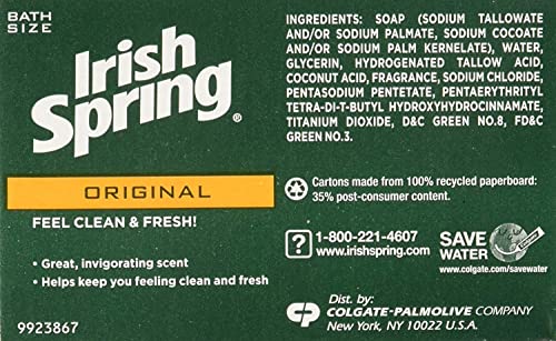 Irish Spring Original Deodorant Bar Soap, 3.20 oz bars, 2 ea