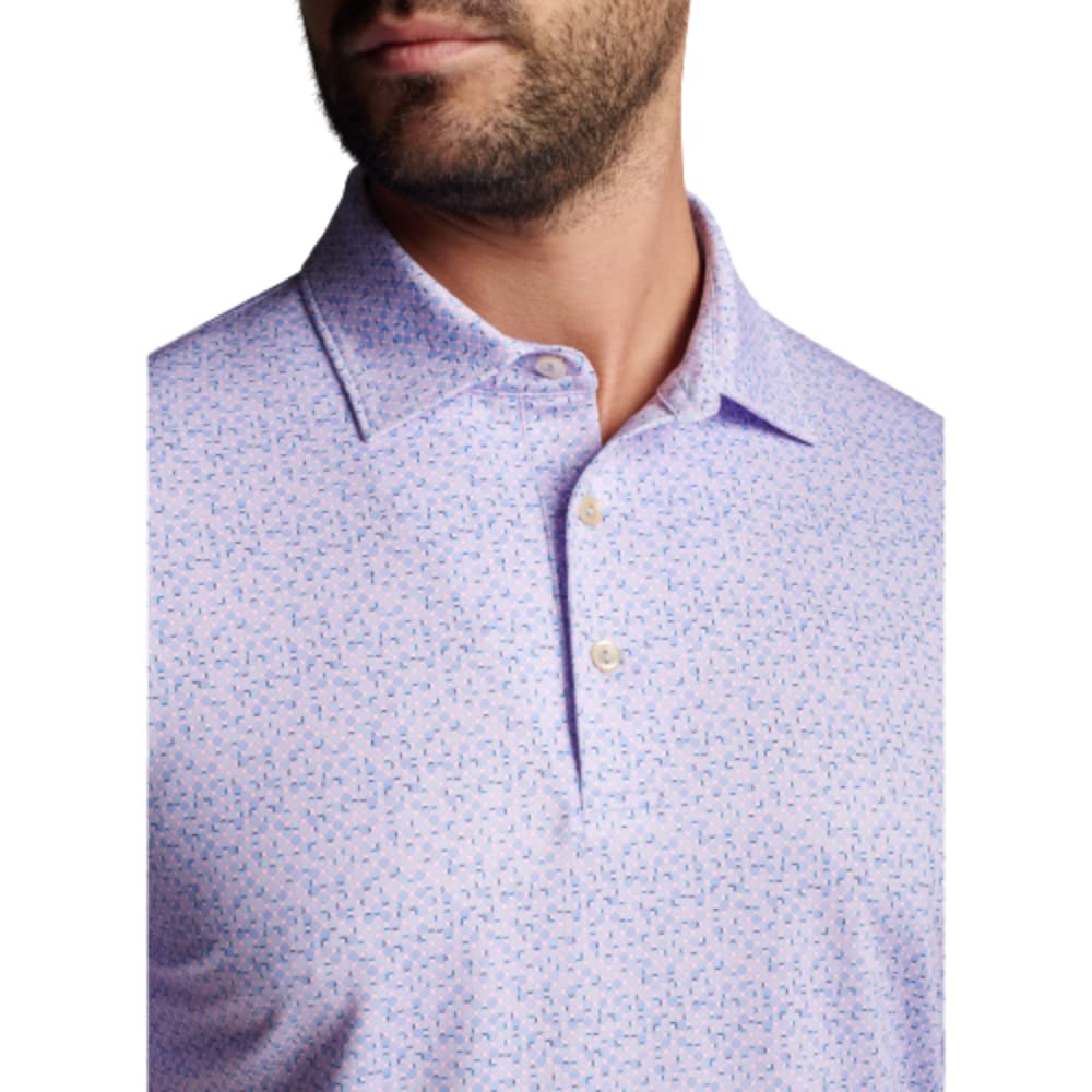 PETER MILLAR Mens Sterling Performance Print Jersey Golf Polo - Shaved Ice XL