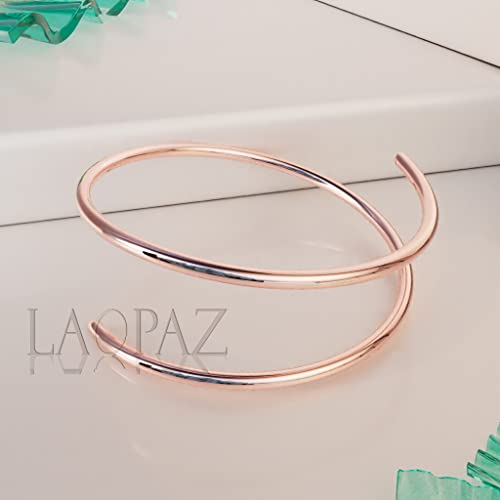 LAOPAZ Rose Gold Spiral Nose Ring 20G Nose Hoop Double Ring For Single Piercing Nose Piercings For Women, gold filled