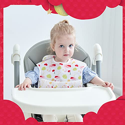Little Dimsum Feeding Baby Bibs Waterproof Drool Christmas Bib Coverall 2 PCS Set Adjustable Closure for Babies Toddlers with Large Pocket (6-36 Months) Christmas(Snowman&Santa)