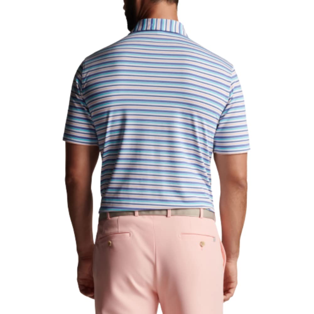 PETER MILLAR Mens Joan Performance Stripe Jersey Golf Polo - Port Blue XL