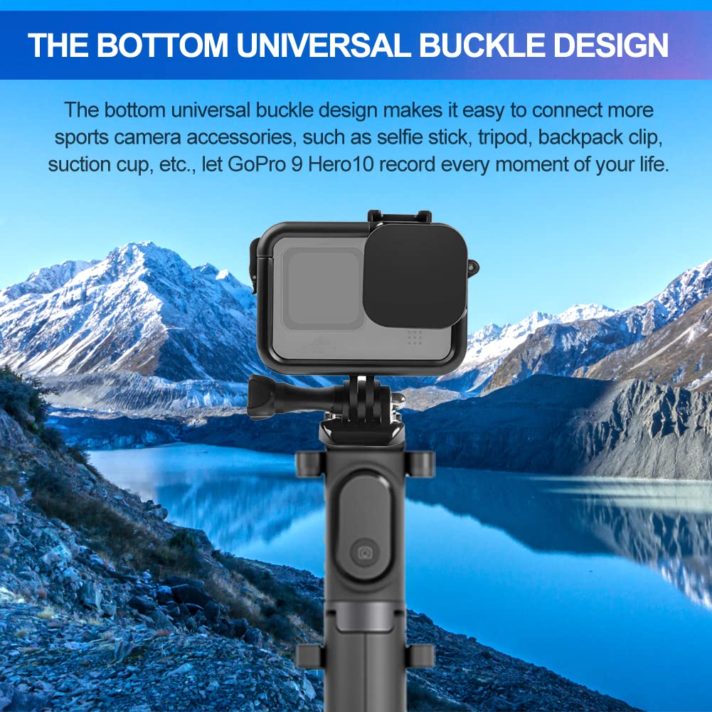 MEKNIC Housing Frame Case for GoPro Hero 9 Hero 10 Hero 11 Black Protective Housing Shell Cage Mount Accessories Action Camera Accessory Kit with Lens Cap