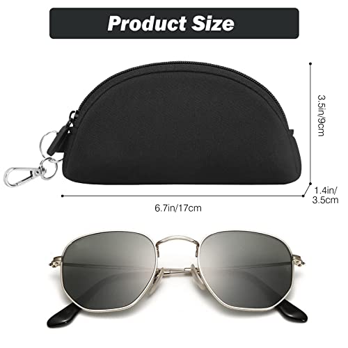 MoKo π΅πππππ Sunglass Case Portable Glasses Case, 3 Pack Zipper Eyeglass Case Lightweight Soft Sunglass Pouch with Keychain Hook Design for Outdoor Travelling, Black
