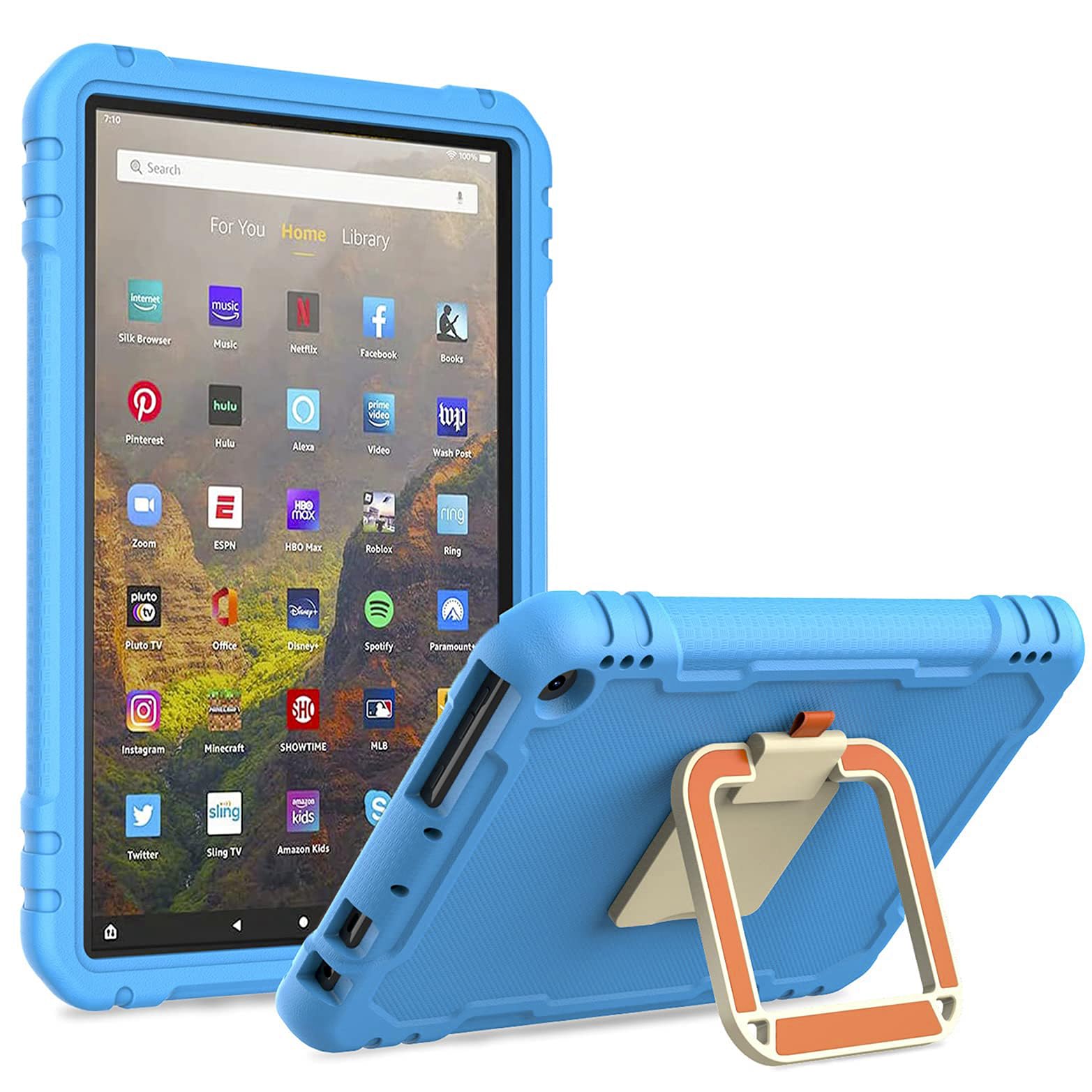 Simpleway Kids Case for Fire HD 8 Tablet 10th Generation 2020 Release, Fire HD 8 and HD 8 Plus Tablet Case for Kids,Shockproof Lightweight Rotating Foldable Handle Stand Holder Tablet Case Cover