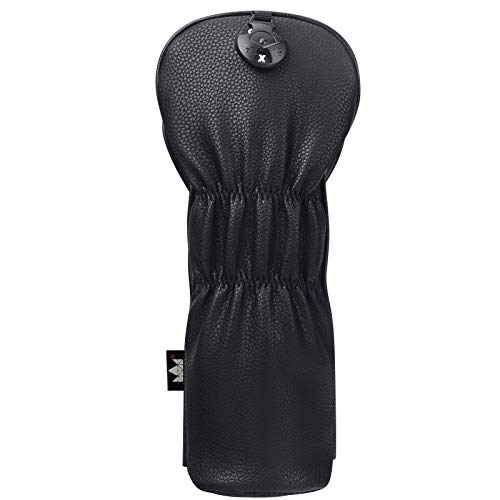 Litchi Pattern Red Stripes Black Golf Headcovers for Fairway Wood Club (Wood Cover F)