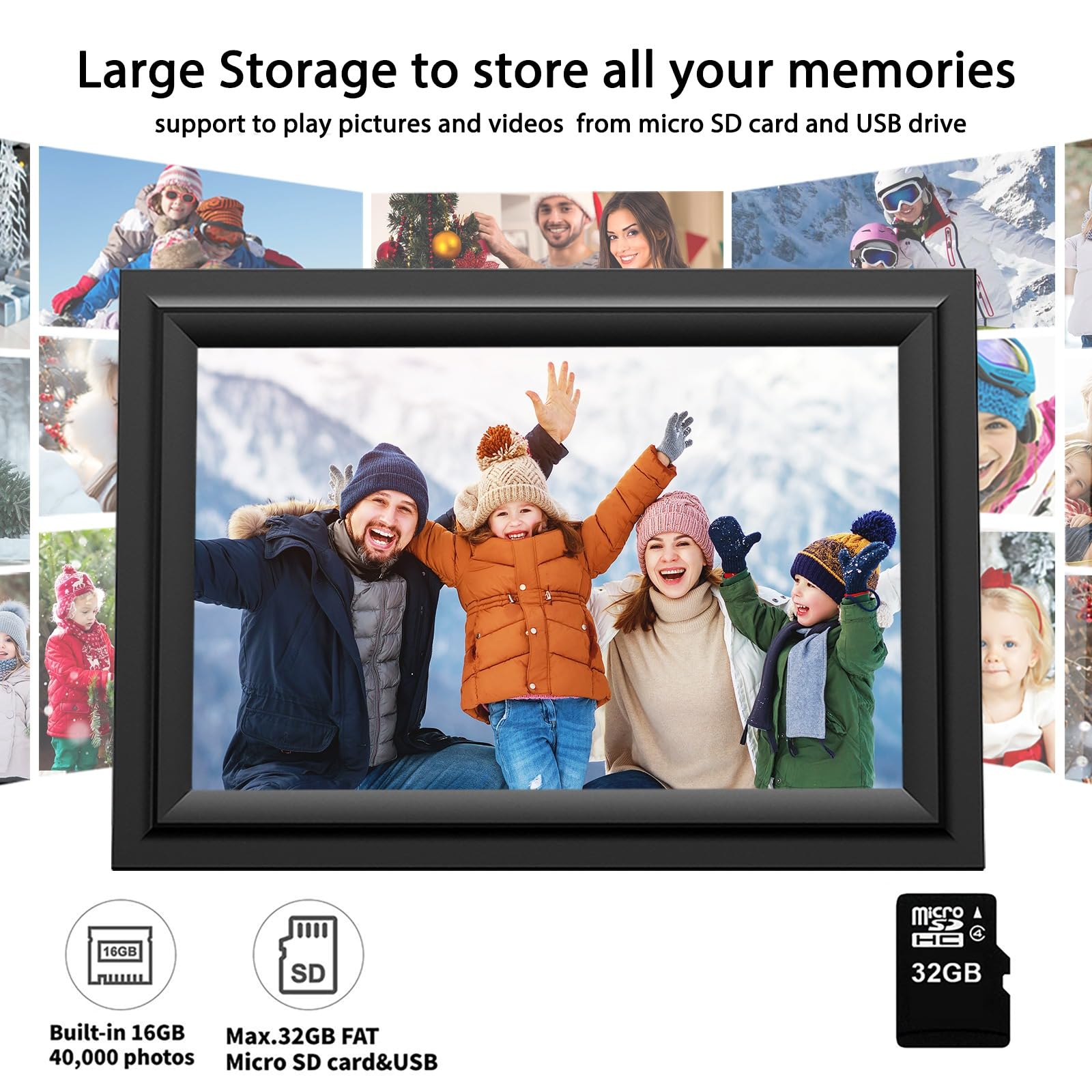 SAMMIX Digital Picture Frame Digital Photo Frame WiFi 10.1 Inch IPS Touch Screen, 16GB Storage, Auto-Rotate,Share Photos and Videos via Free App