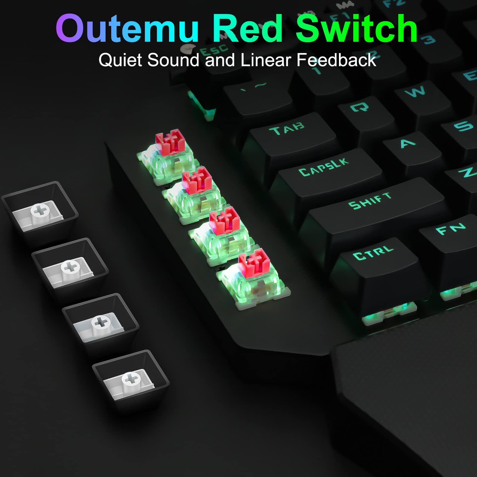 K-700 One Handed Mechanical Gaming Keyboard, RGB Led Backlit, Red Switches, 41 Macro Keys, Detachable Wrist Rest and Type C Cable, Hot Swappable 44 Key