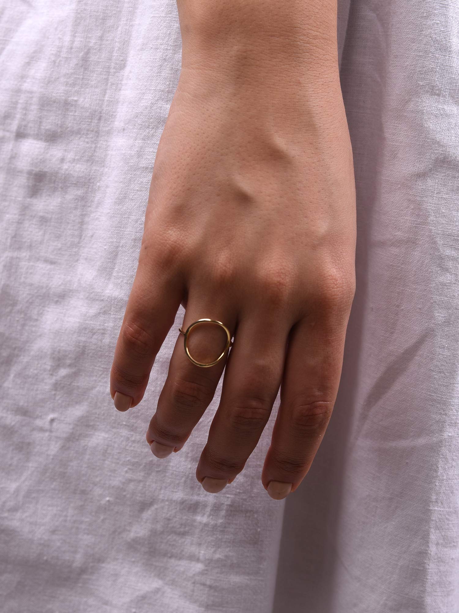 LEMON GRASS Gold Vermeil Open Circle Ring in Sterling Silver Size 7