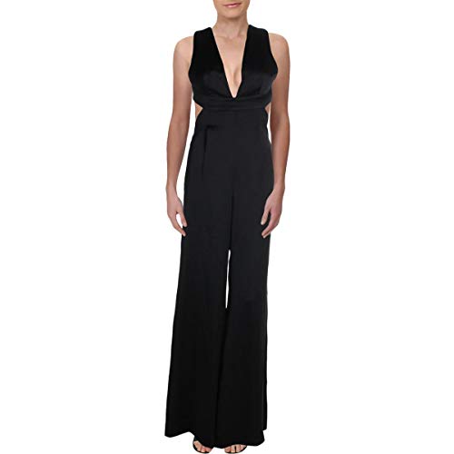 Jill Jill Stuart Womens Satin Halter Jumpsuit Black 14