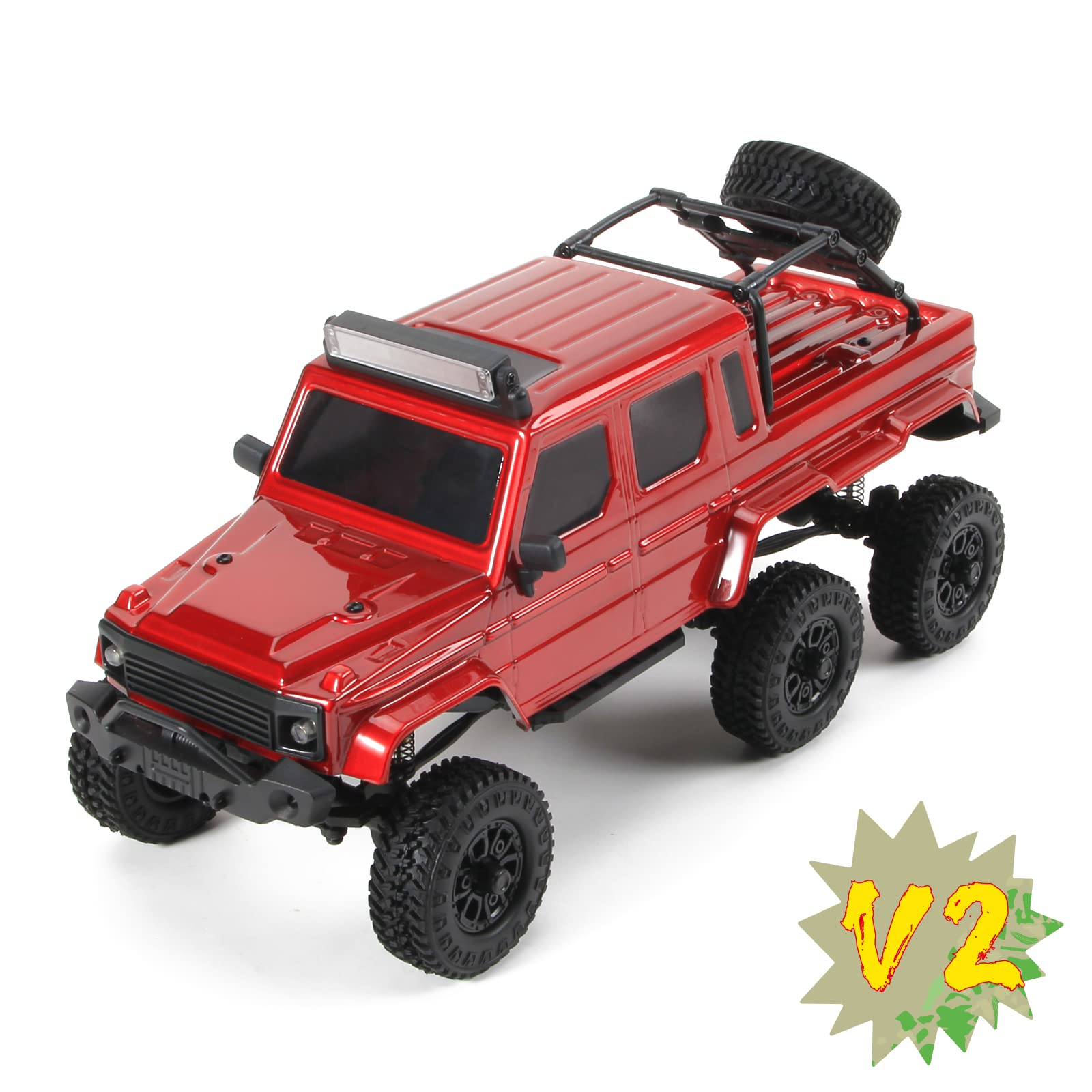 PANDA HOBBY Tetra24 X3 6X6 V2, 1/24 RC Rock Crawler 6WD Portal Axles & Electrified Magnetic Body Red