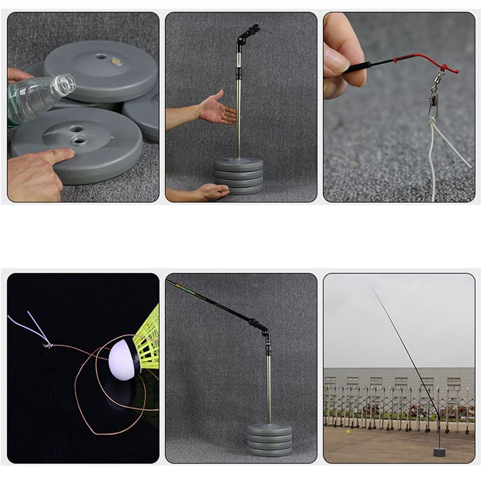 LUYIYI Single Badminton Training Device with Line Rebound Self- Training Swing Auxiliary Equipment Standard Base