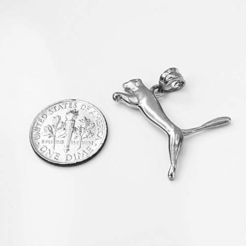LA BLINGZ Sterling Silver Jumping Puma Cat Pendant