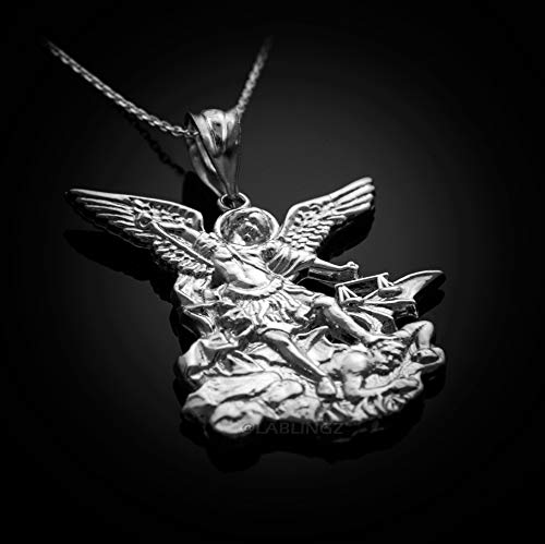 LA BLINGZ Sterling Silver Saint Michael Pendant