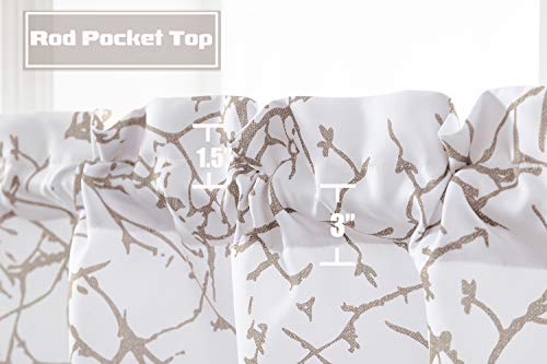 JUJOLY Grayish Valances Tree Branch Abstract Blackout Kitchen Valances for Windows Thermal Insulated Valances for Bedroom,Living Room 52"x18"+1.5" Header, Grayish Brown