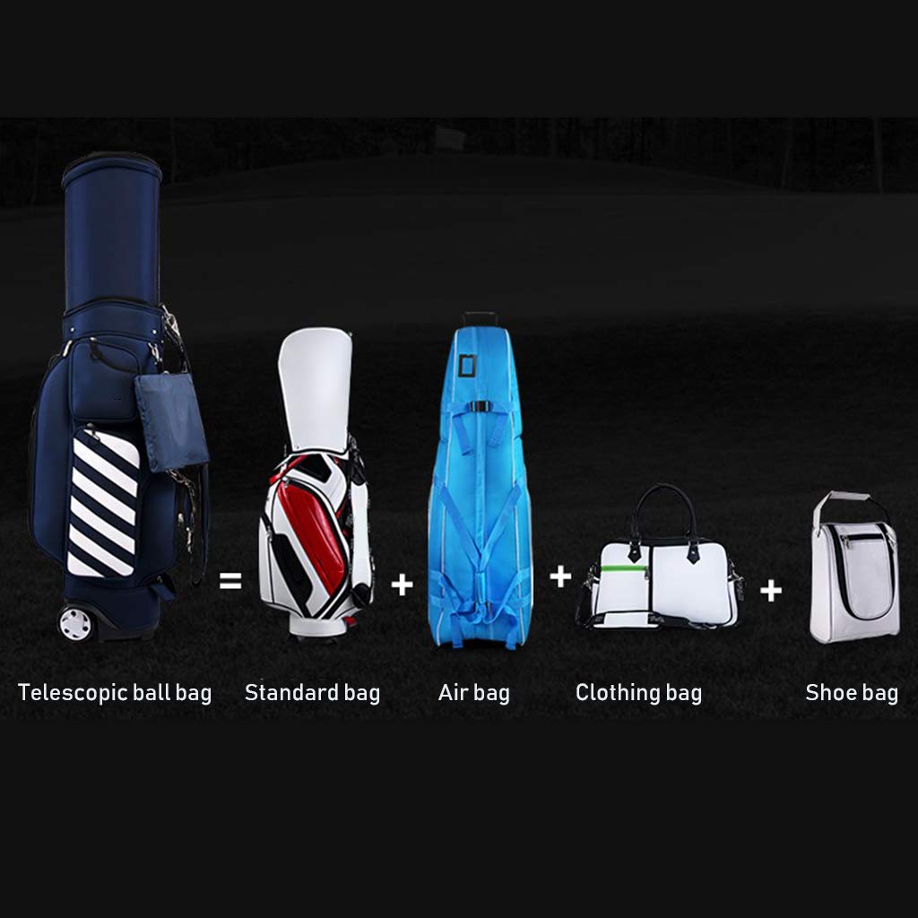 LTINN Golf Travel Telescopic Package,Durable Waterproof Band Wheel Ultra-Light Adjustable Shoulder Strap ,Multifunction Bag,Portable Unisex Bearweight 100 Kg