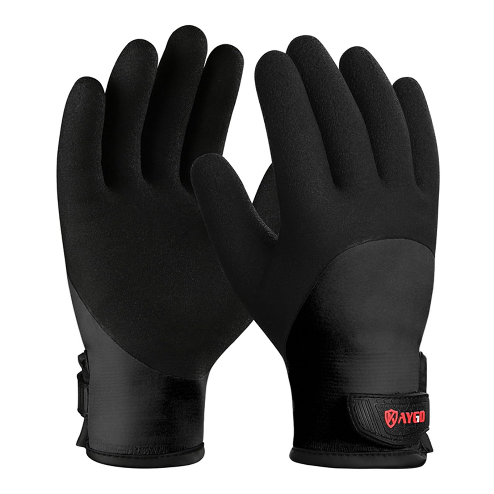 KAYGO Waterproof Thermal Work Gloves for Men and Women, Full Hand Latex Coated, Acrylic Insulated Liner for Freezer Cold Weather, Fine Crinkle Grip,KG140W,Black,L
