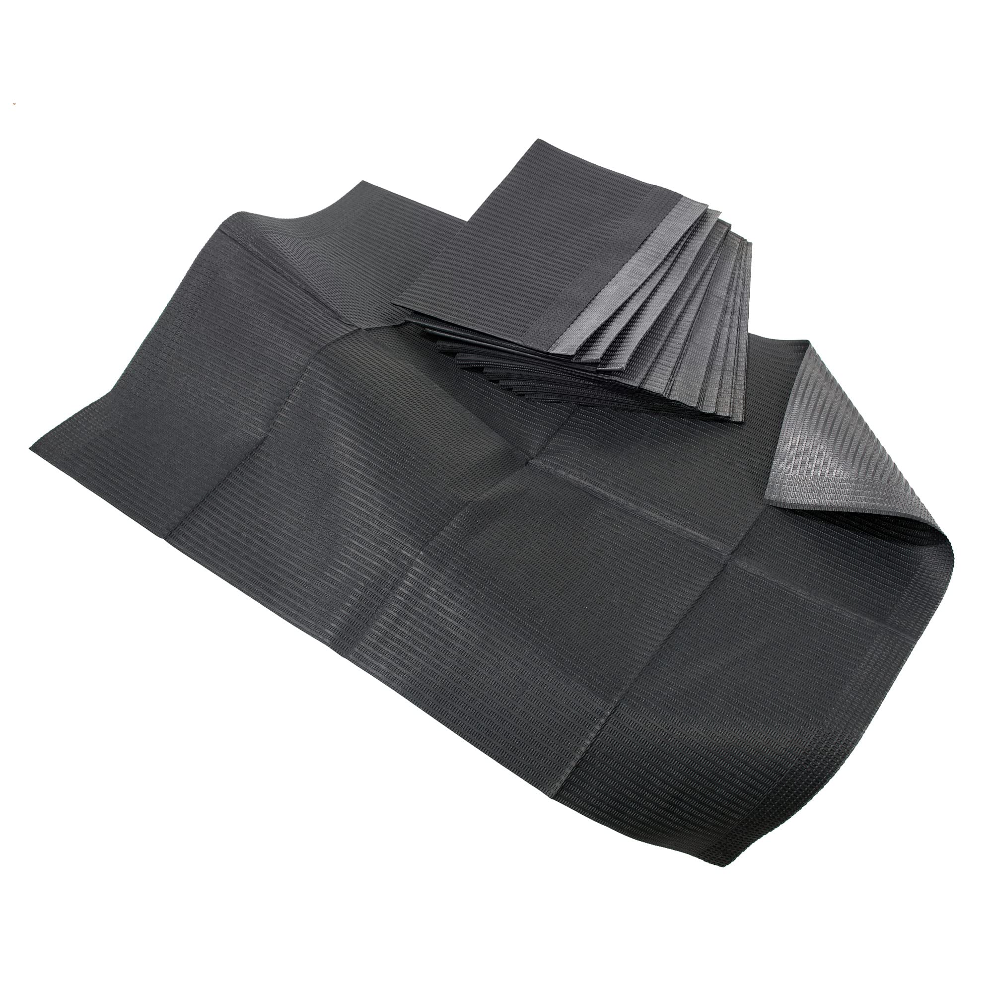 Skin Deep Disposable Dental Bibs and Tattoo/Piercing Polytowels - Waterproof Patient Bibs 13” x 18” (Black) (25)
