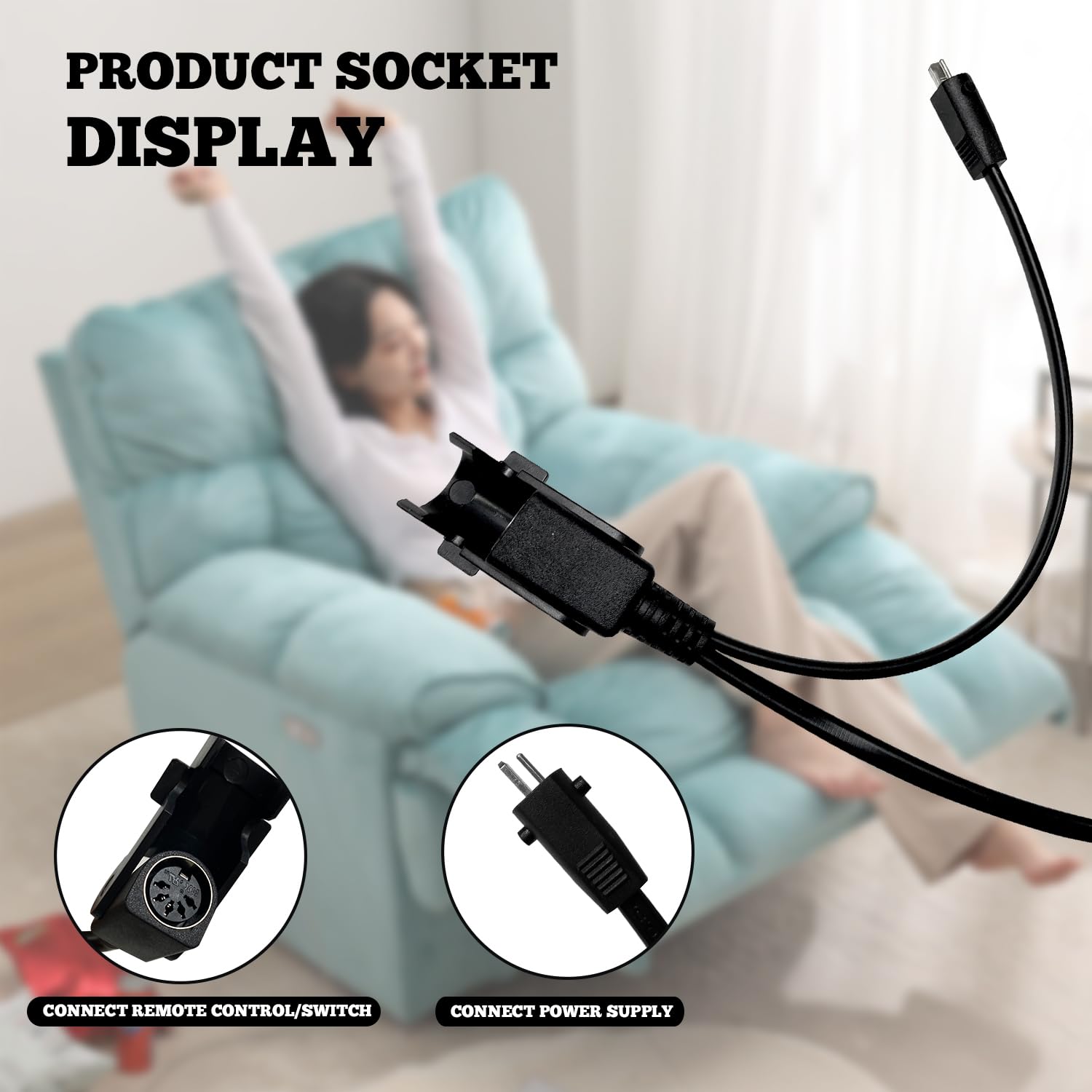 Kroshine Power Recliner Motor Replacement Model ML18-017 Linear Actuator with Cord for Sofa Lift Chair Couch Massage Seat Bed, Aluminum